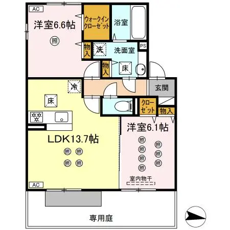 ソレールヴィラ・クレスト 105号室（2LDK 9.6万円）福岡県北九州市八幡西区御開2丁目3537番58の一部（地番）｜福岡の賃貸・お部屋探し - 明和不動産